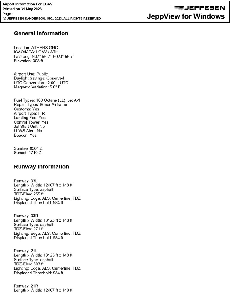 LGAV | PDF | Air Traffic Control | Runway
