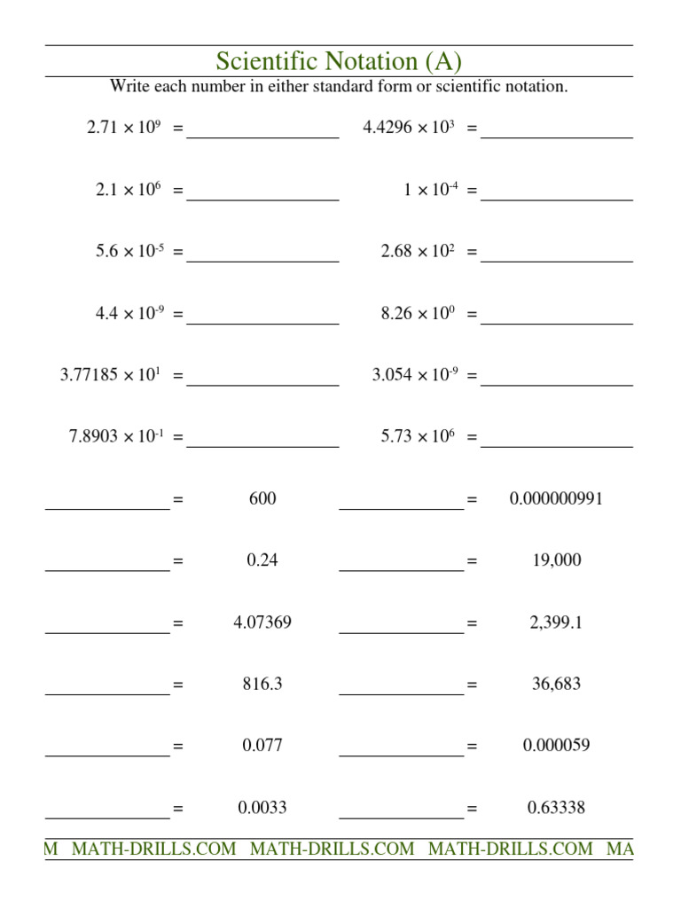Scientific Notation and Standard Form 001.1360997683 | PDF