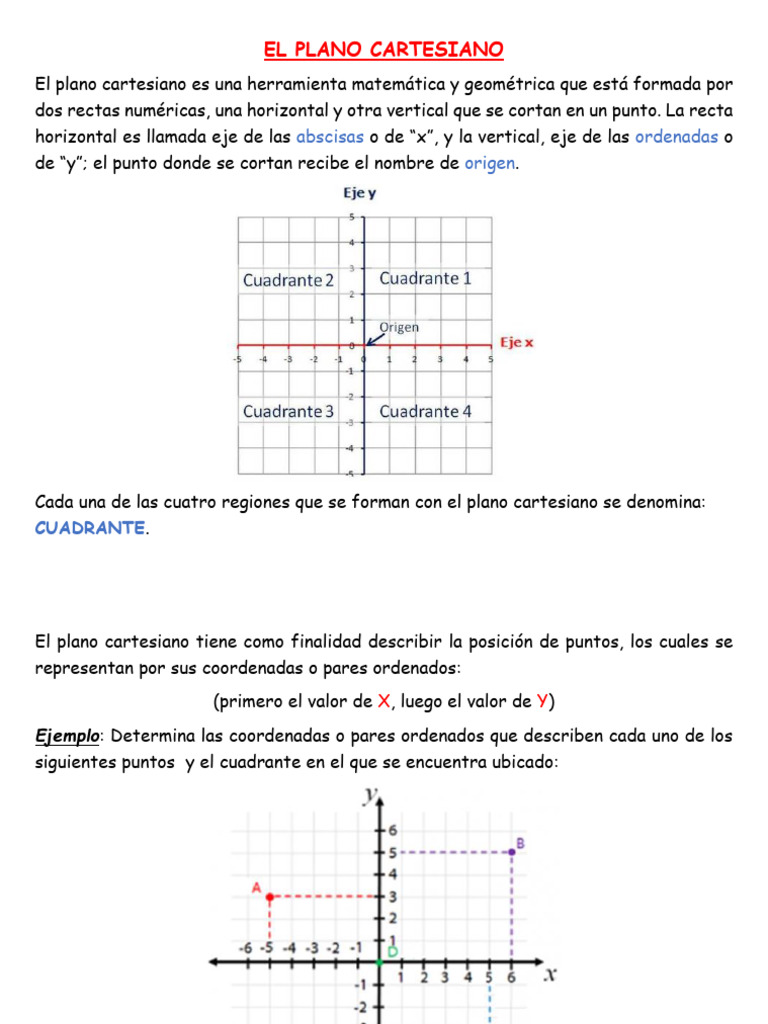 Ubicación en el plano cartesiano | PDF