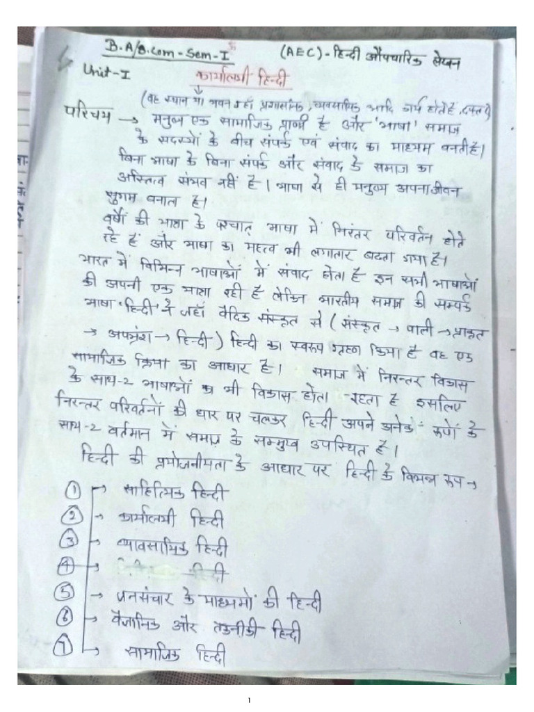 AEC Hindi Unit-1 | PDF