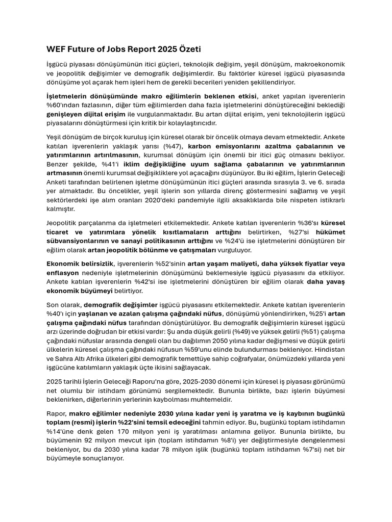 WEF FutureJobsReport2025 Özet | PDF