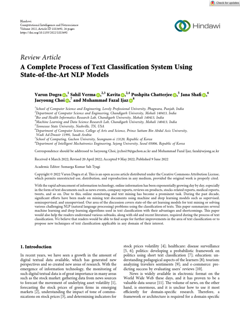A Complete Process Of Text Classification System Using State‐of‐the‐art