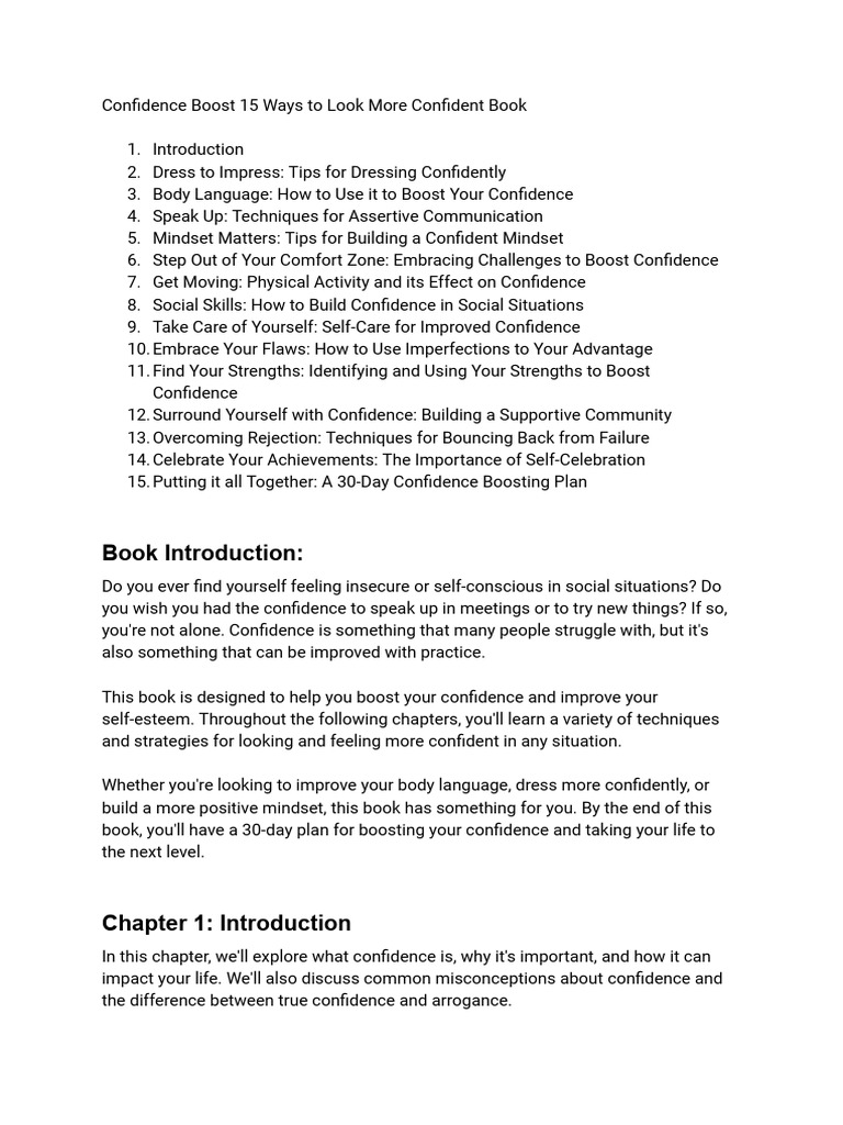 Confidence Boost_ 15 Ways to Look More Confident_ | PDF | Body Language | Relaxation (Psychology)