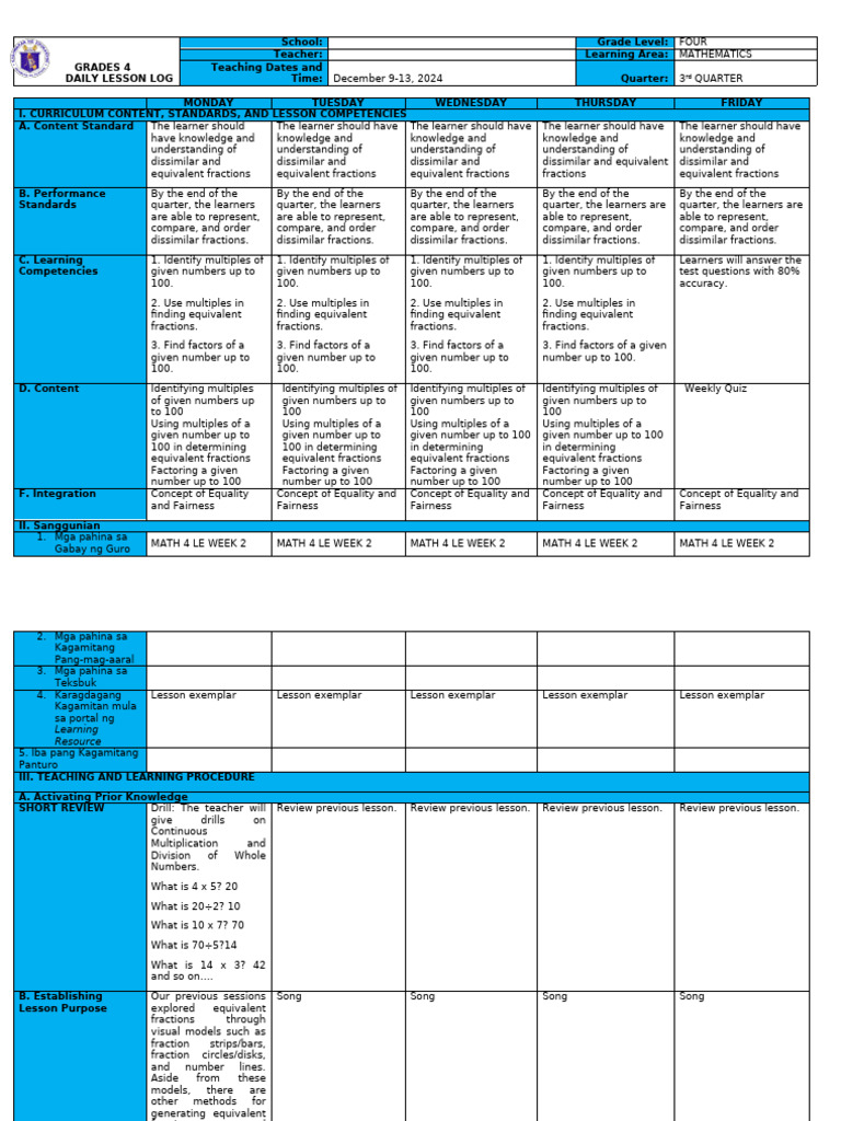 math 4 q3 week 2 | PDF | Multiplication | Education Theory