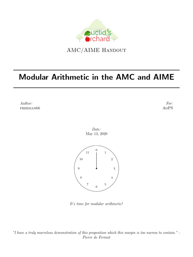 Modular Arithmetic in AMC & AIME | PDF | Mathematics | Abstract Algebra