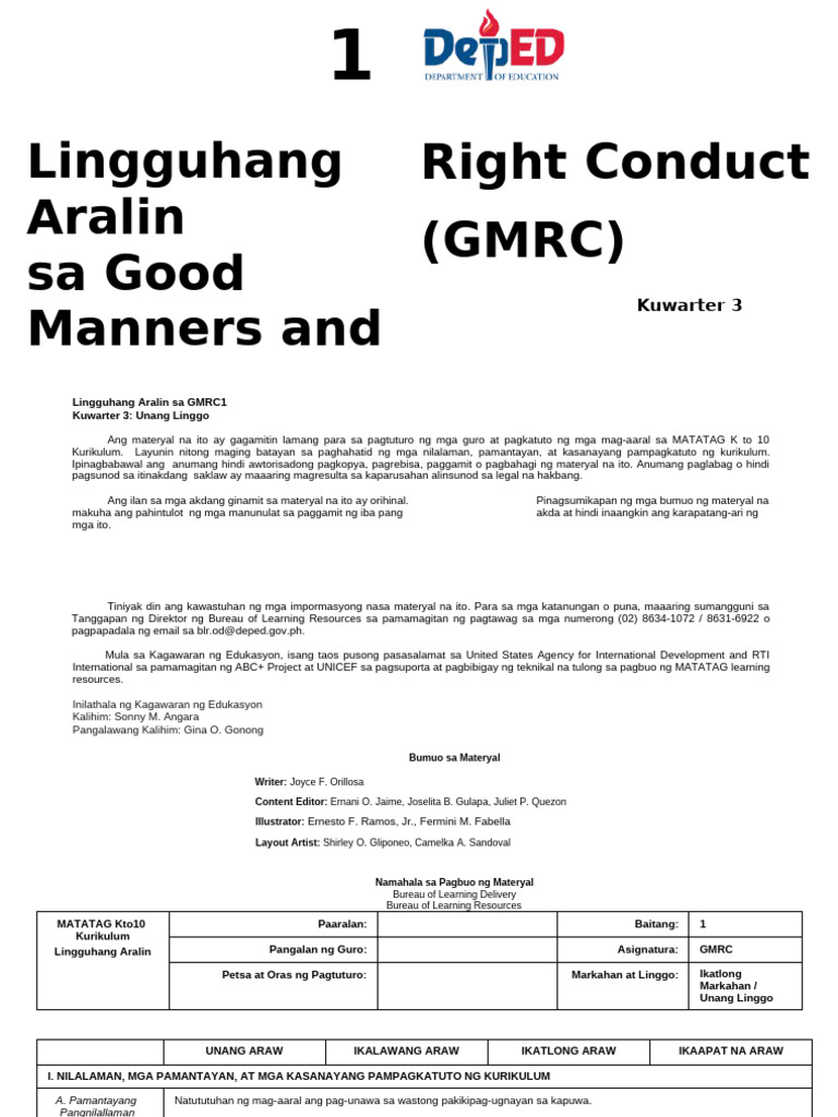 LE - GMRC 1 - Q3 - Week1 - v.2 | PDF