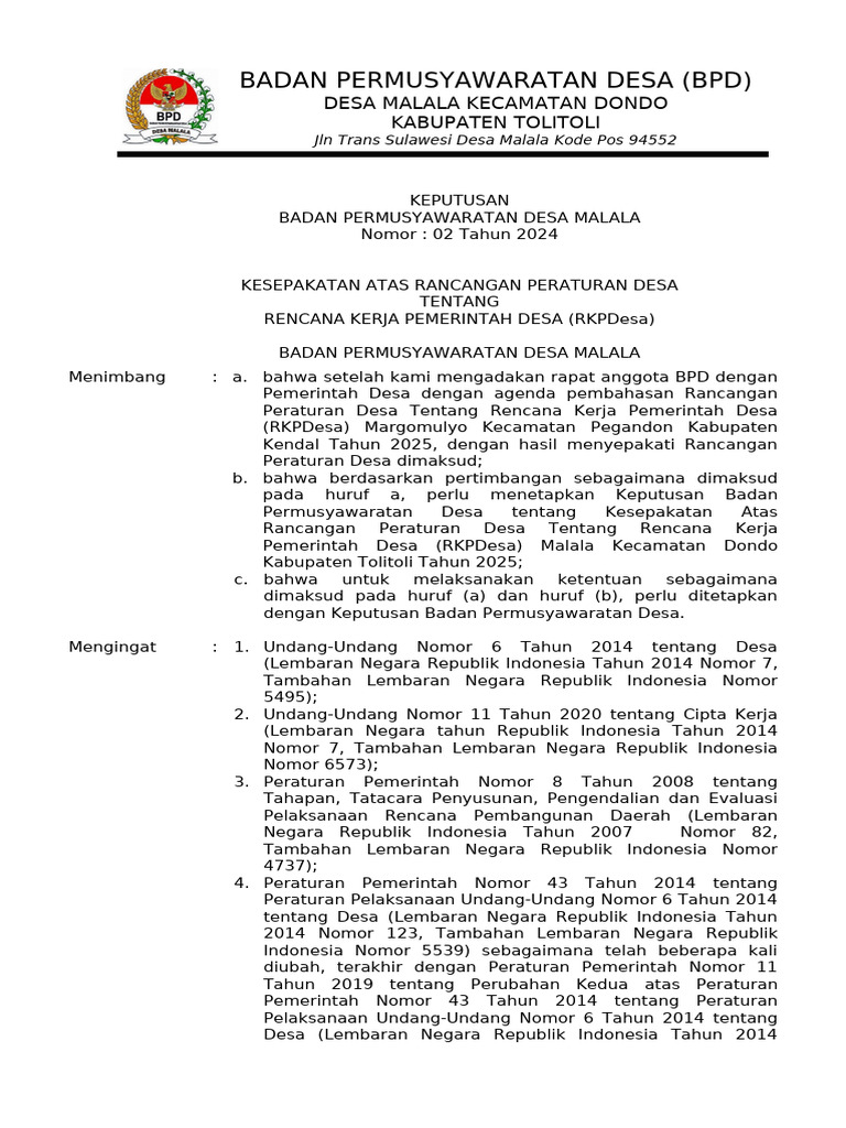 23. SK. BPD PERENCANAAN | PDF