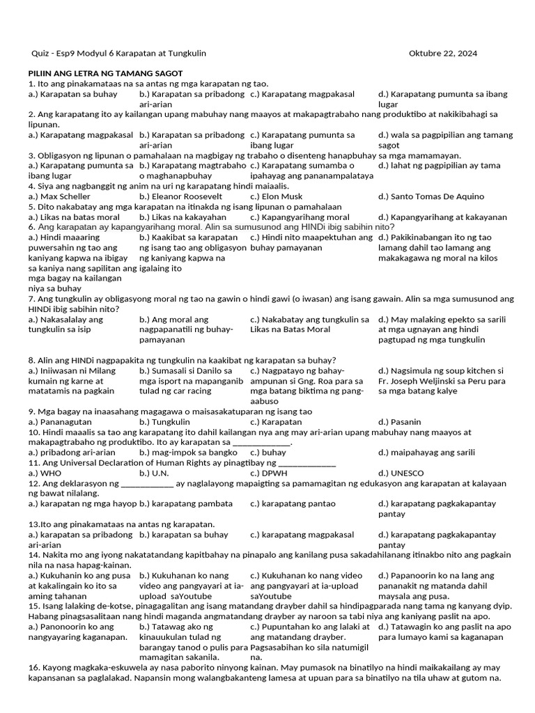 Quiz Module 6 October 21 Revised Oct 30 | PDF