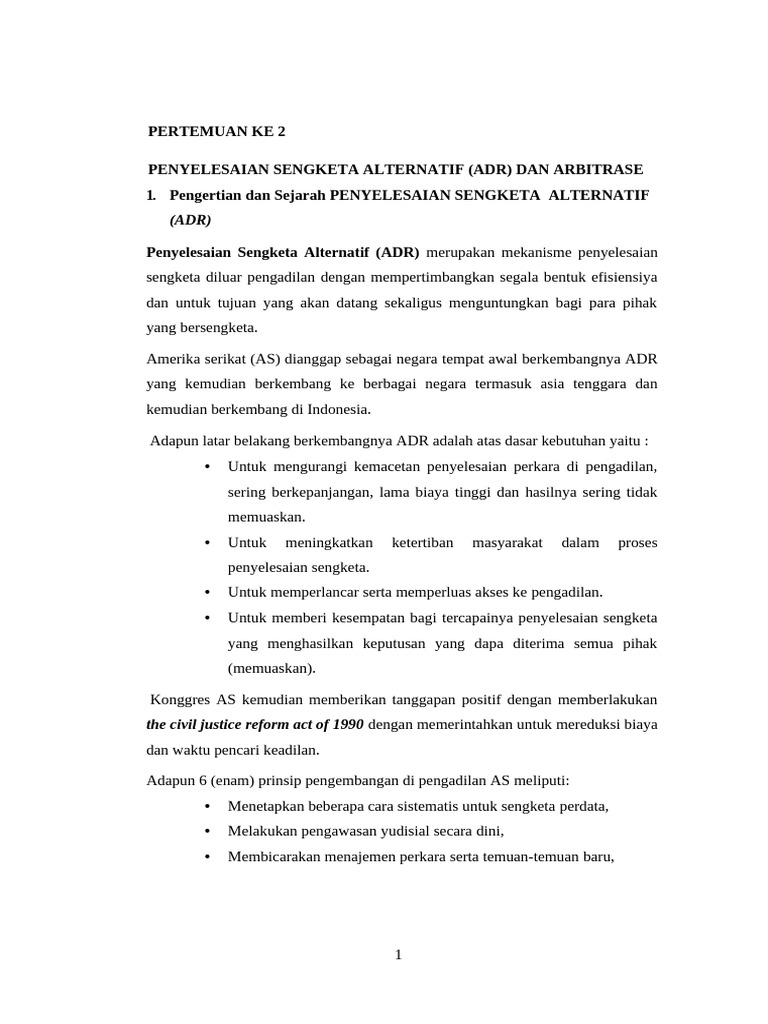 Sejarah dan Prinsip ADR di Indonesia | PDF