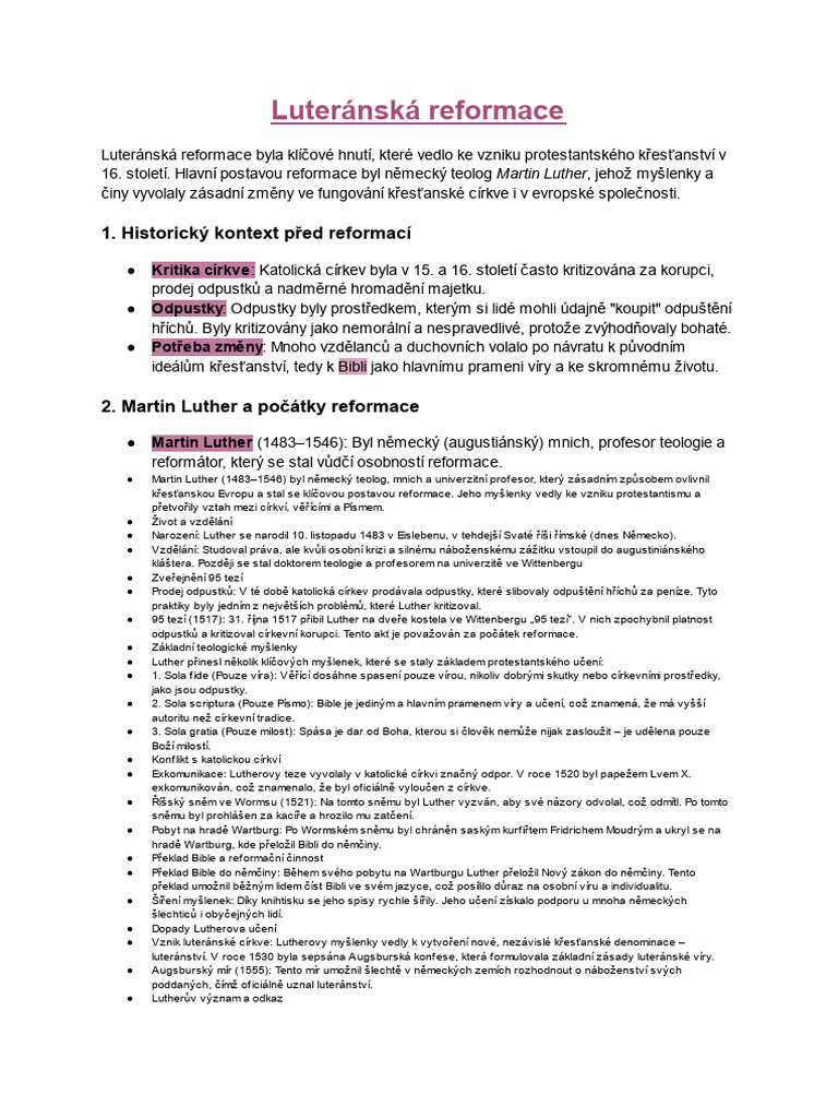 Test Luteránská Reformace - Dokumenty Google | PDF