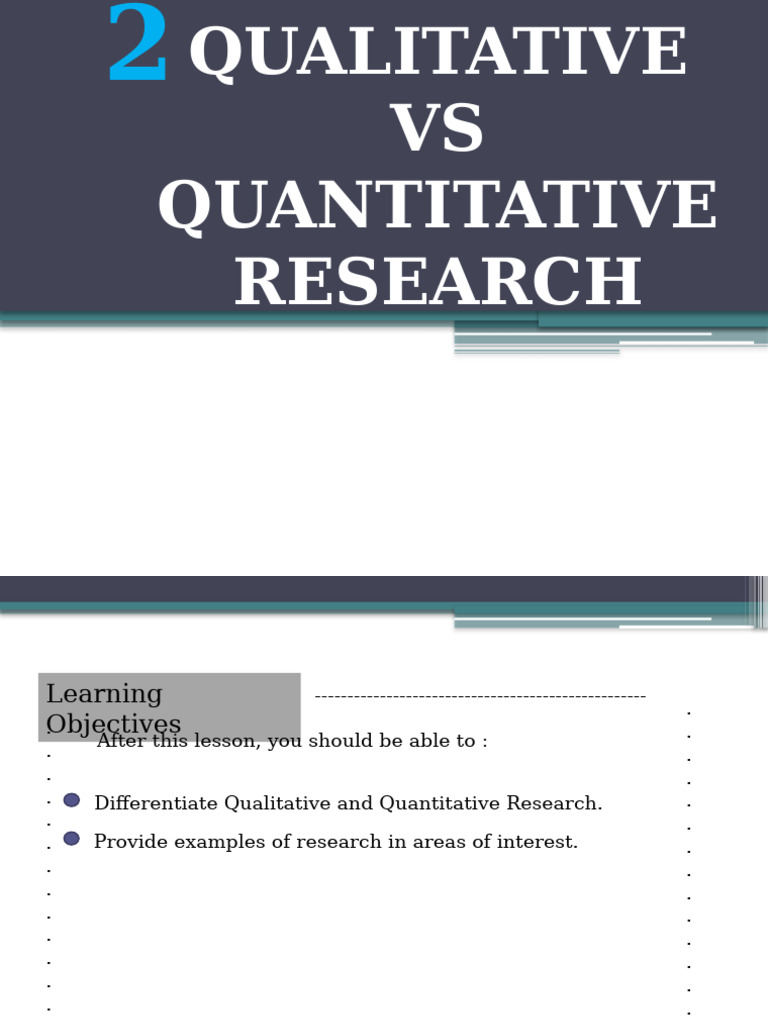 Module 2 Qualitative Versus Quantitative Research | PDF | Quantitative Research | Qualitative ...