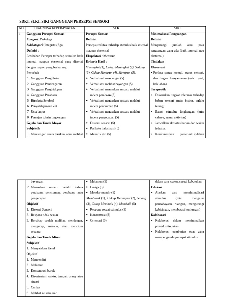 Gangguan Persepsi Sensori dan Intervensi | PDF