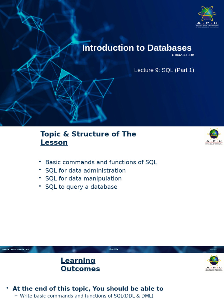 CT042-3-1-IDB-Lecture 9 | PDF | Relational Database | Sql