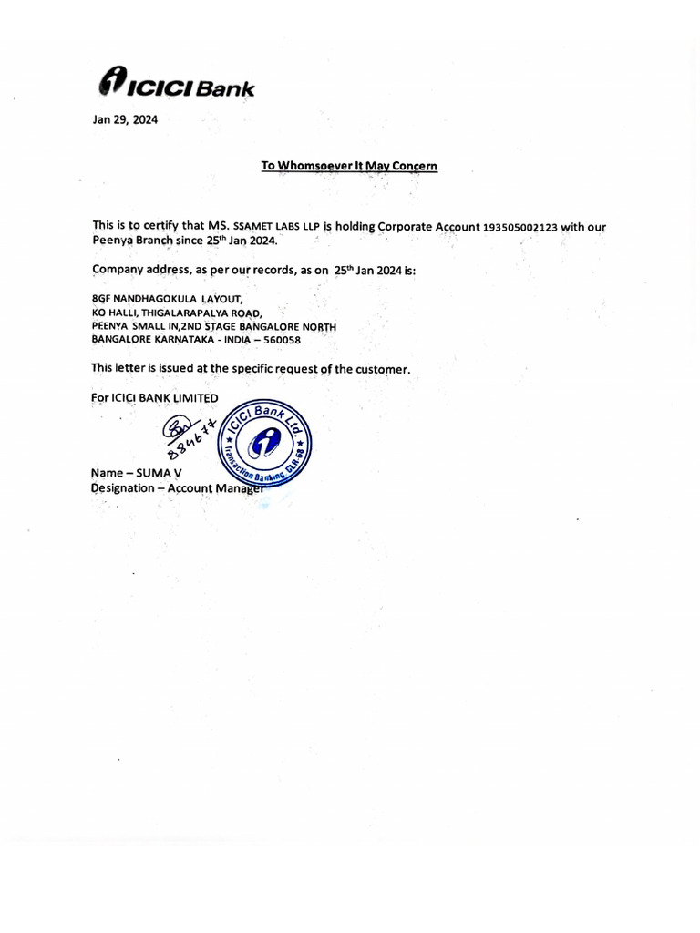 SSAMET LABS ICICI Letter (1) | PDF