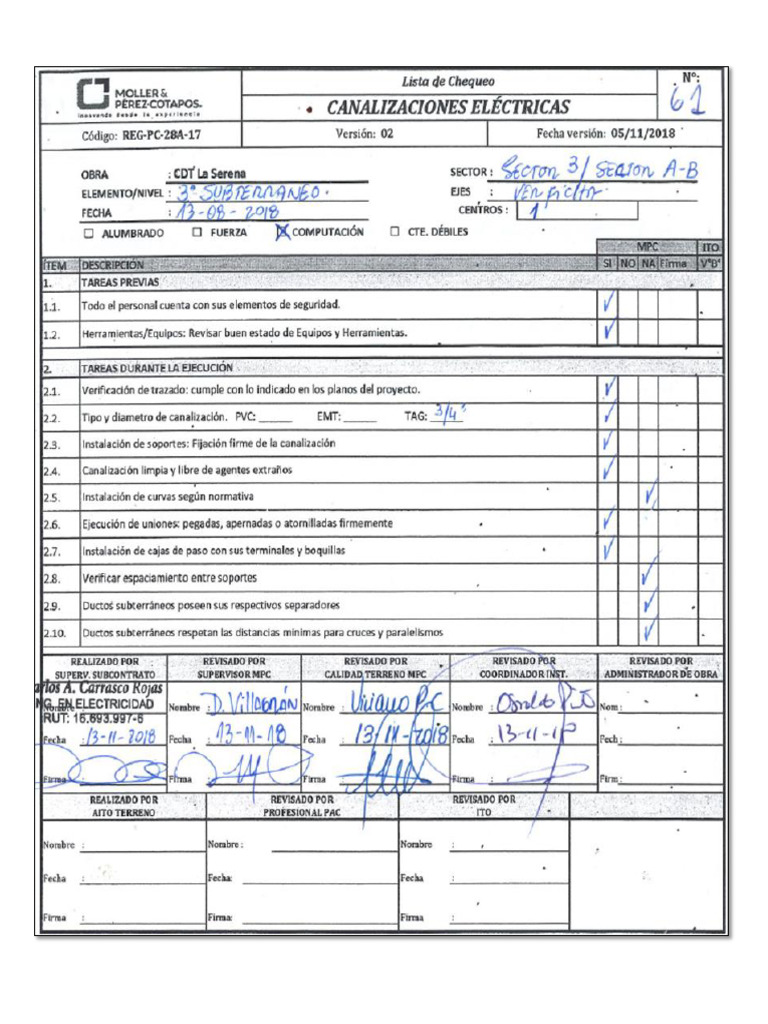 Protocolo Canalizaciones N°61 | PDF