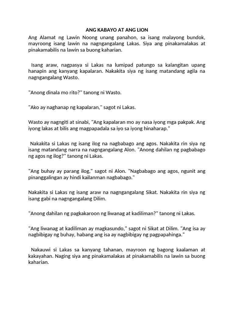 Ang Kabayo at Ang Lion | PDF