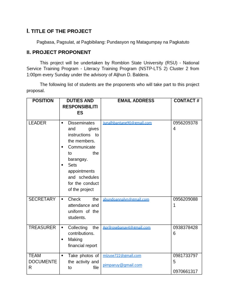 NSTP-Project-proposal | PDF | Literacy | Human Communication