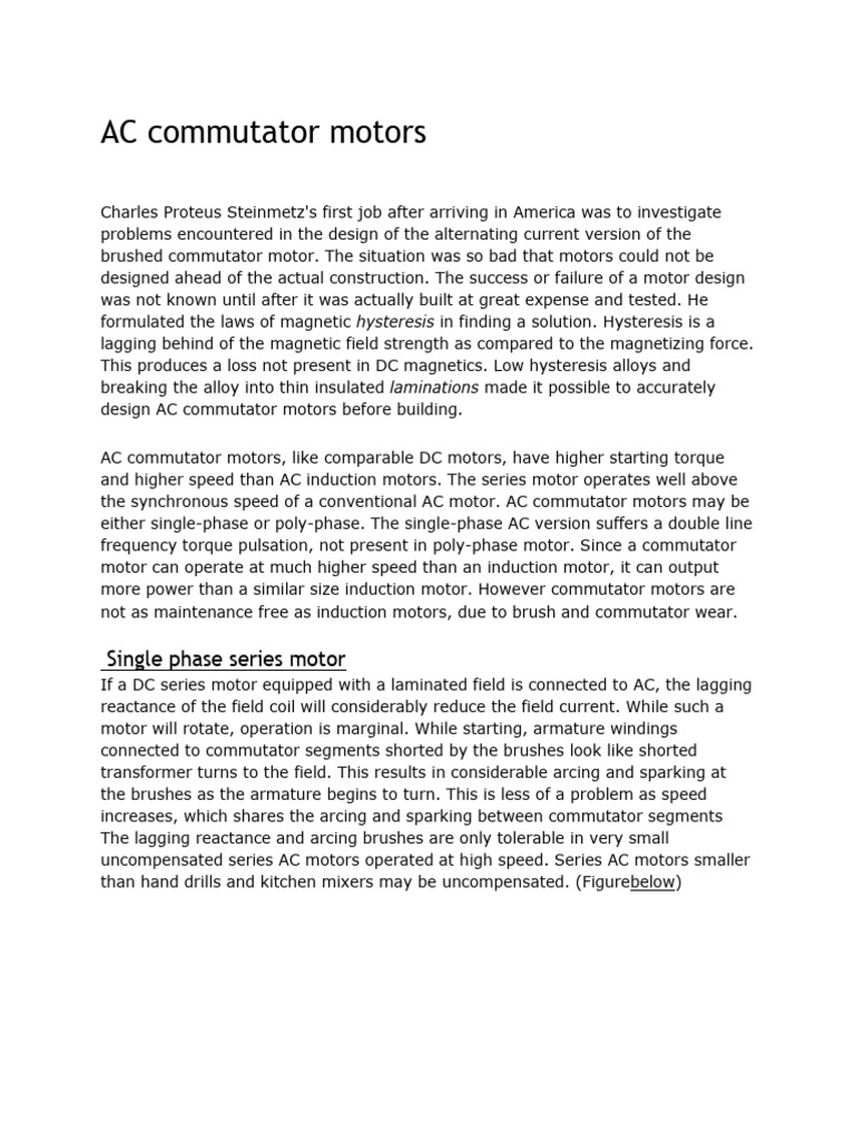 AC_Commutator_Motors | PDF | Electric Motor | Engines