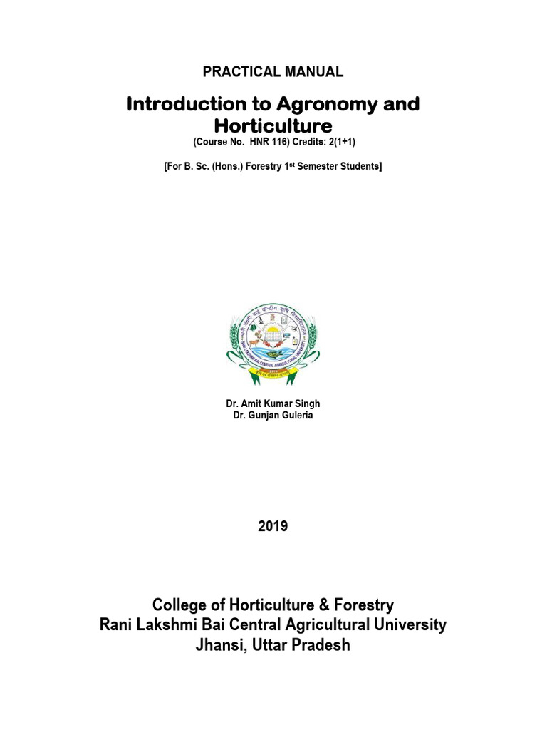 HNR 116 Introduction To Agronomy and Horticulture New | PDF | Horticulture | Area