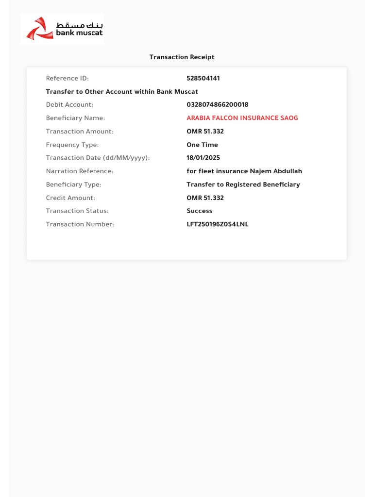 Bank Muscat E-Banking_ Payment Summary | PDF