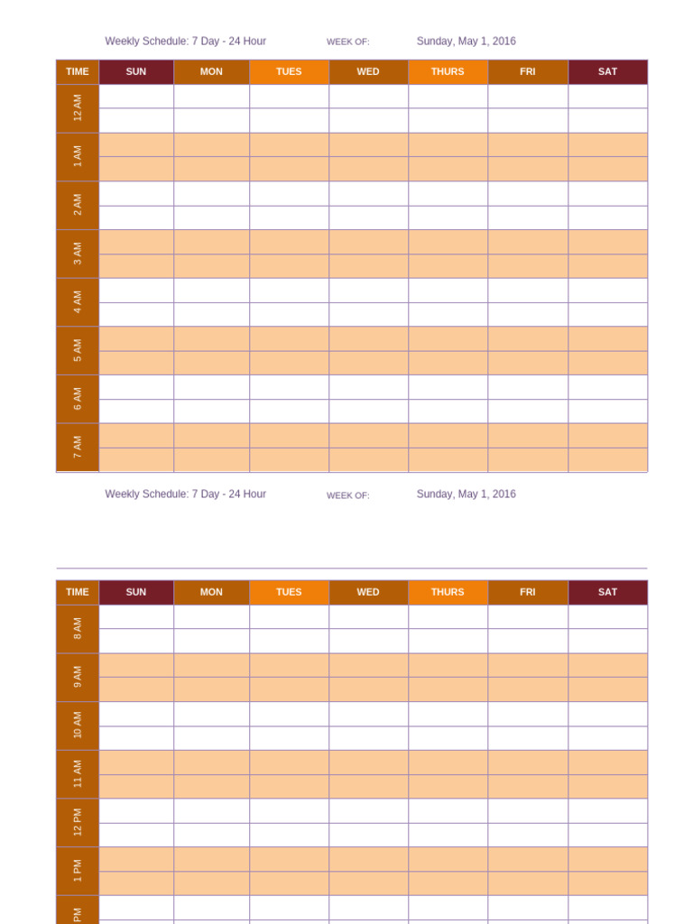weekly-schedule-sun-sat-landscape-template | PDF