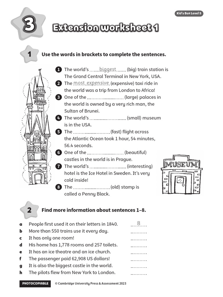 Extension Worksheet 1: Sentence Completion | PDF