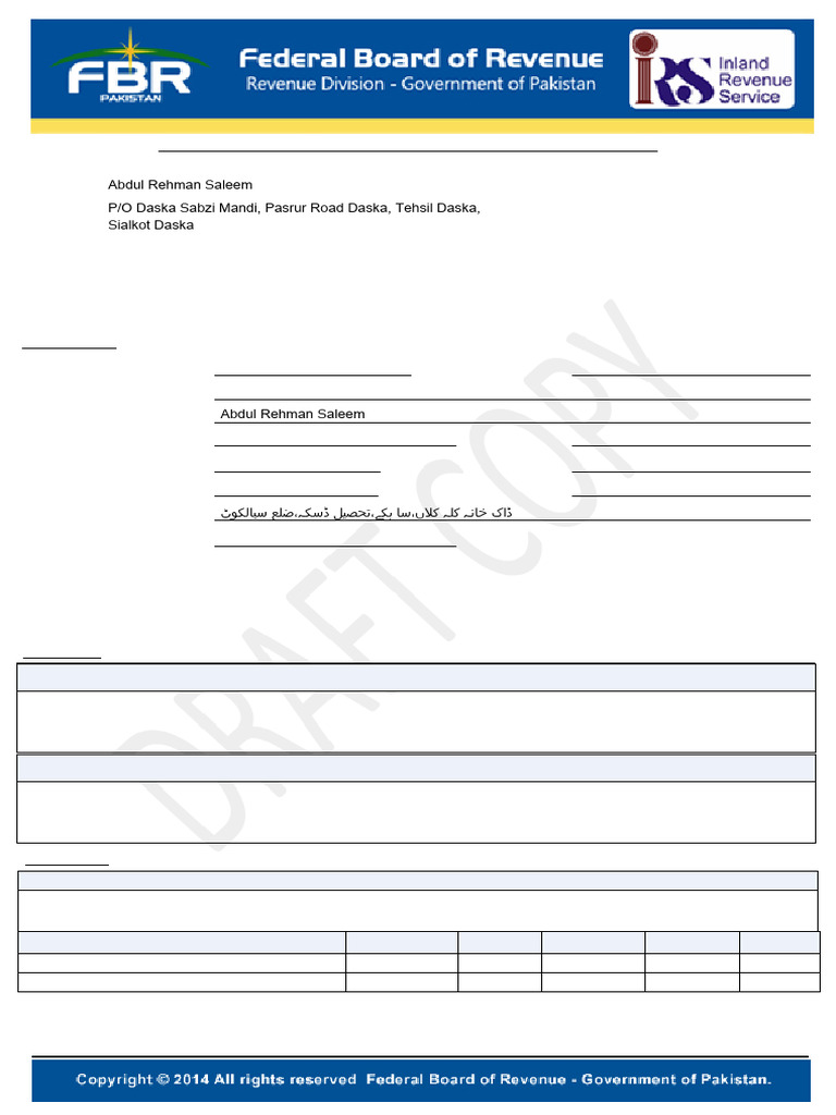 E-Fbr Pakistan Registration Form 3460101119589 | PDF | Economies ...