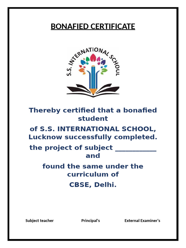 BONAFIED CERTIFICATE | PDF