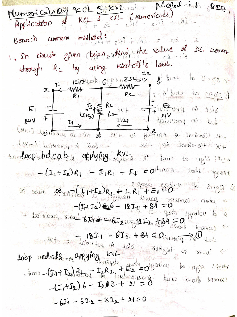 Numerical On KVL and KCL | PDF