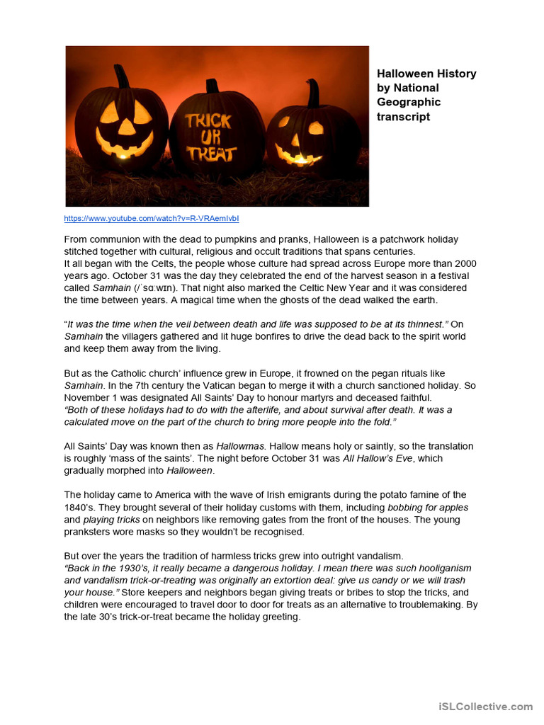 Halloween Origins and Traditions | PDF | Halloween | Trick Or Treating