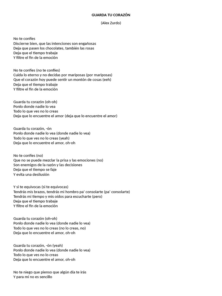 Guarda Tu Corazón - Alex Zurdo | PDF
