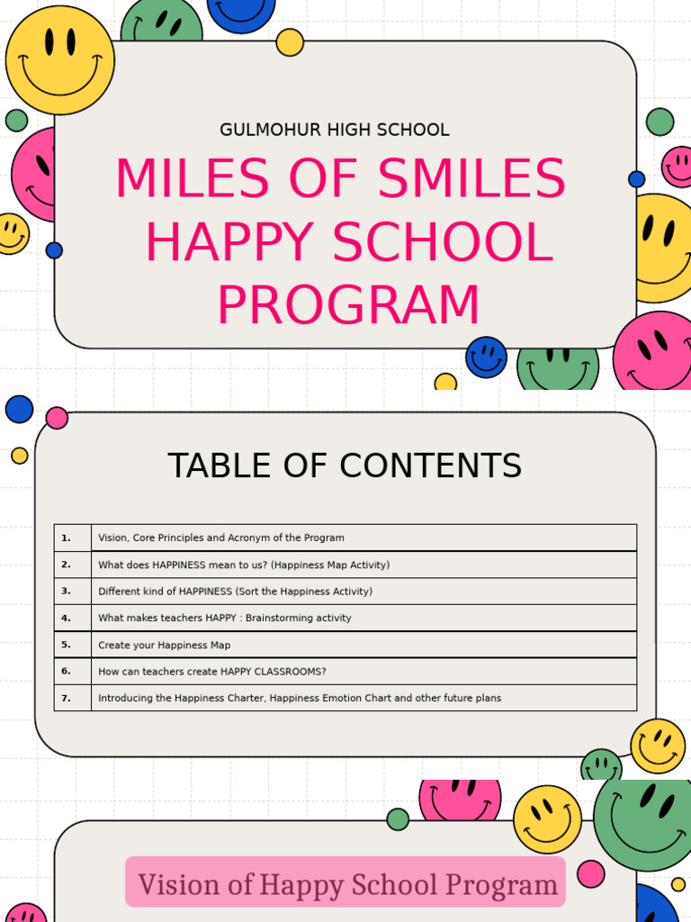 Miles of Smiles - Happiness School Program | PDF | Happiness | Teachers