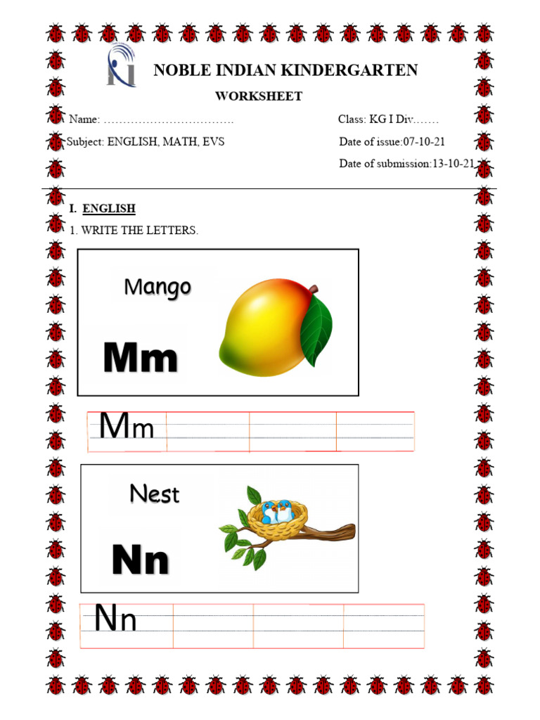 NIS - KG1 - PT2 Worksheet | PDF