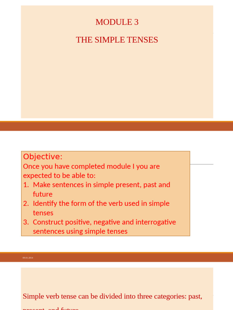 Module 3 - The Simple Tenses | PDF | Grammatical Tense | Verb