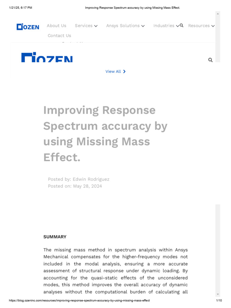 Improving Response Spectrum Accuracy by Using Missing Mass Effect | PDF | Mechanics | Applied ...