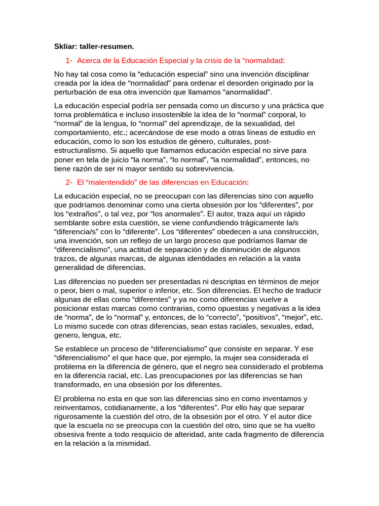 Educación Especial y Diferencias en Inclusión | PDF | Inclusión (Educación)
