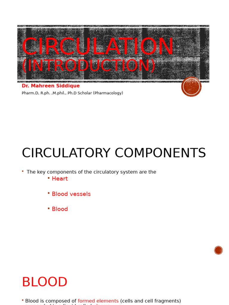 Circulation Introduction Pdf Blood Red Blood Cell