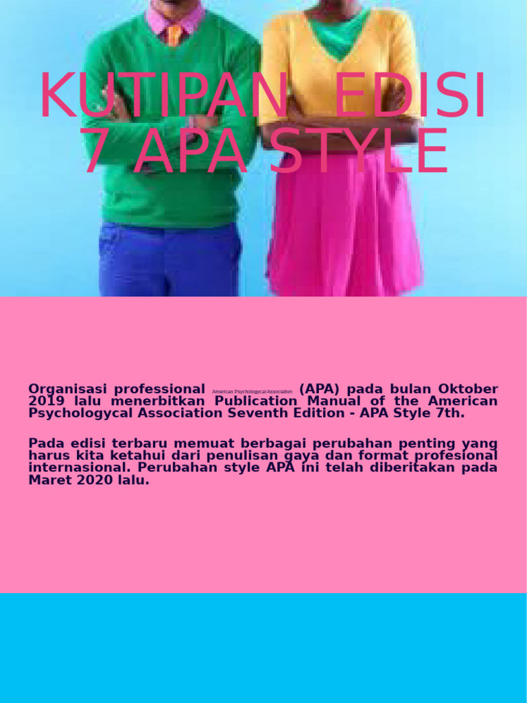 Penulisan Kutipan Edisi 7 APA Style (Artikel Kelas 8) | PDF