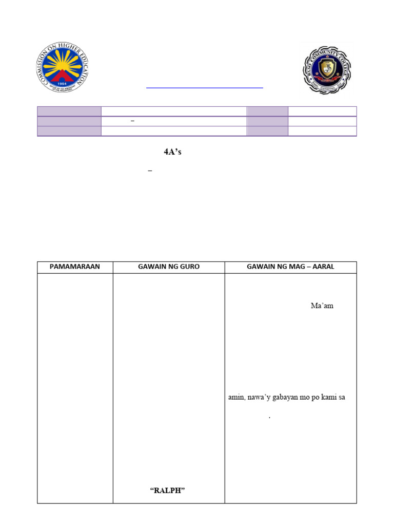 Isip at Kilos Loob 4a's Lesson Plan | PDF