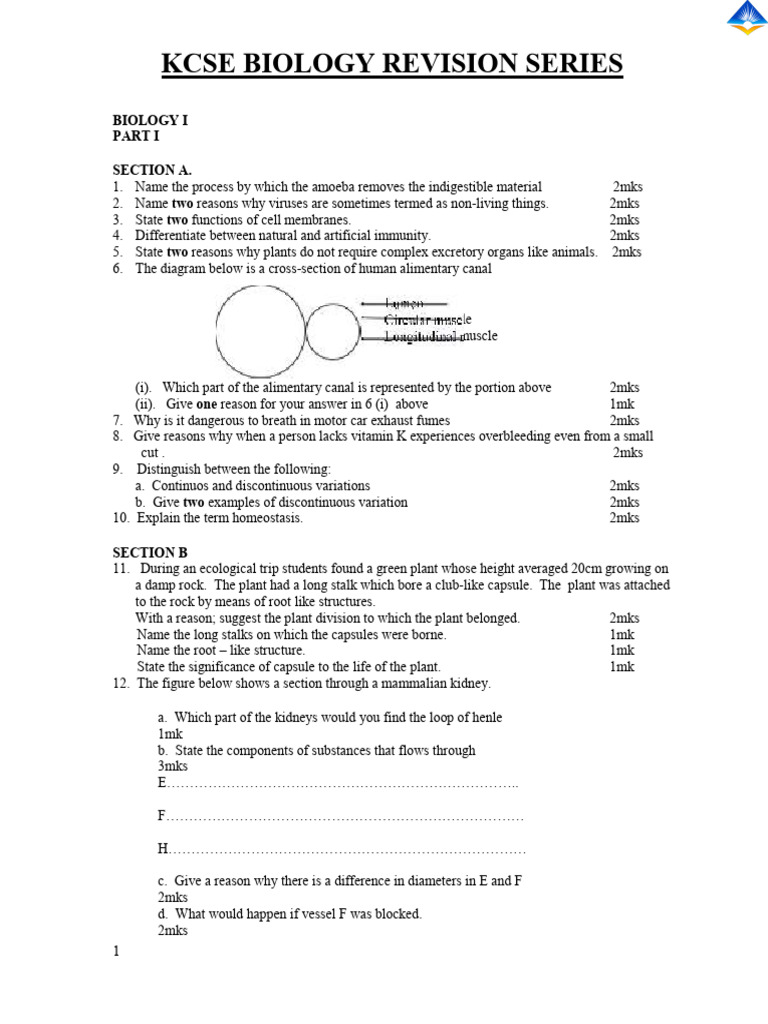 New Biology Kcse Revision-booklet | PDF | Exhalation | Human Body