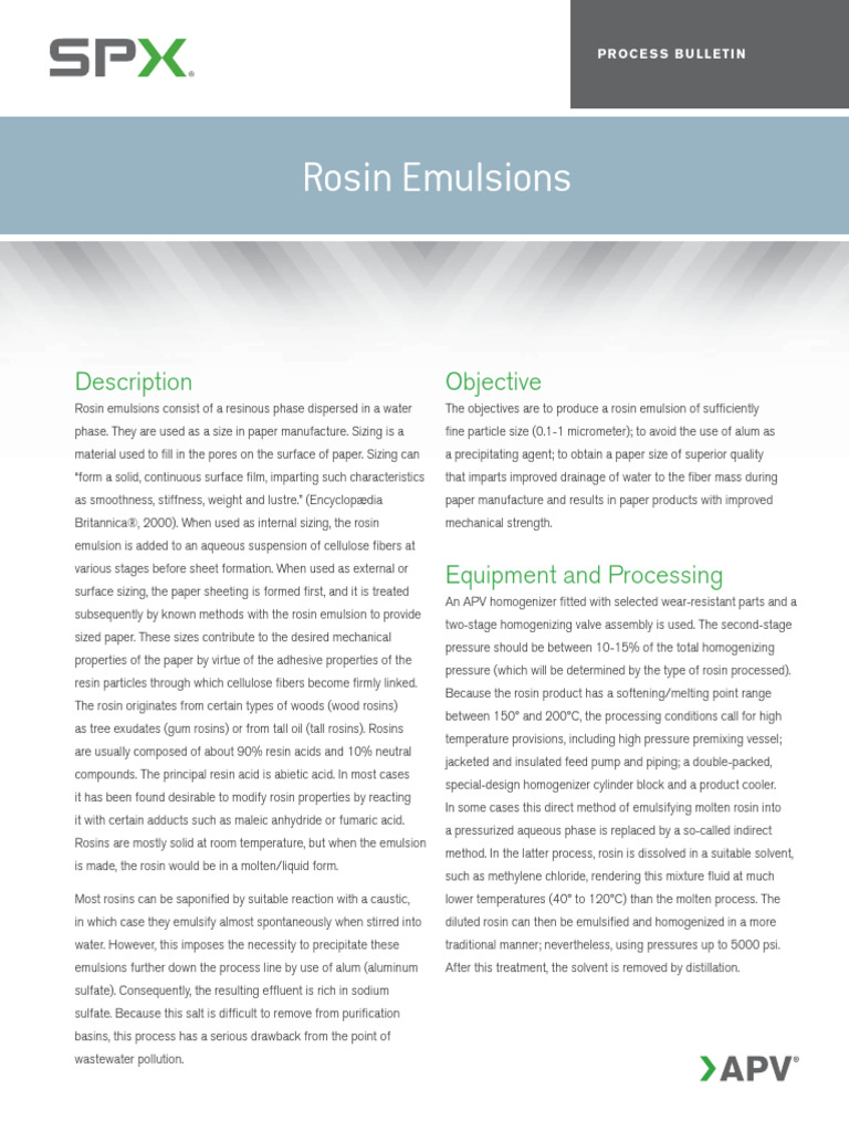 APV-homogenizer-Rosin-Emulsions-Processing_US | PDF | Emulsion ...