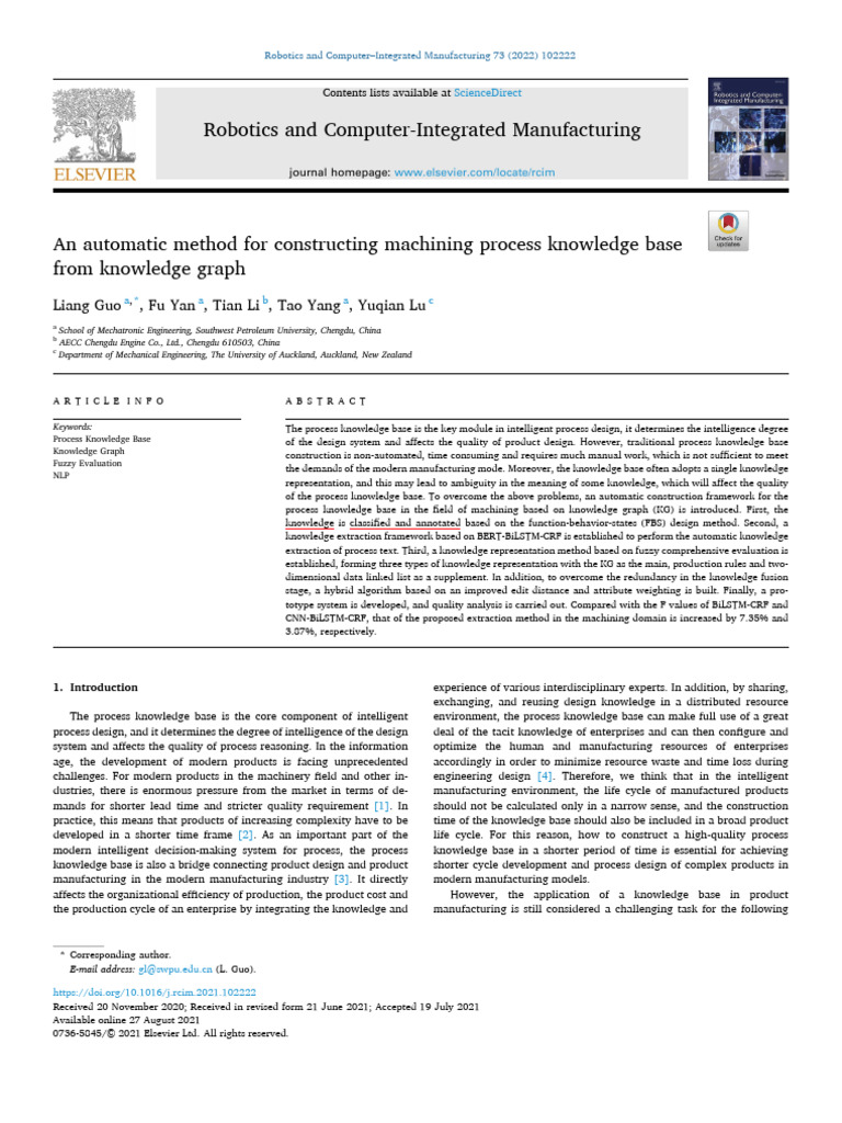 An Automatic Method For Constructing Machining Process Knowledge Base From Knowledge Graph | PDF ...
