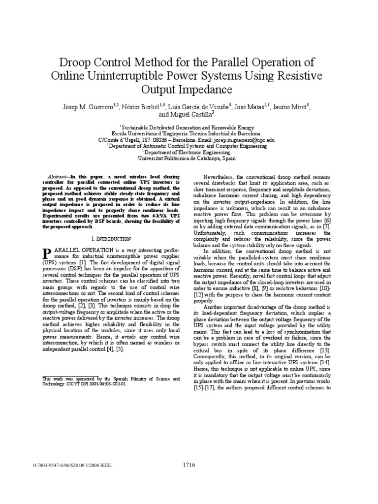 Parallel Operation of Ups 1 | PDF | Power Inverter | Electrical Impedance