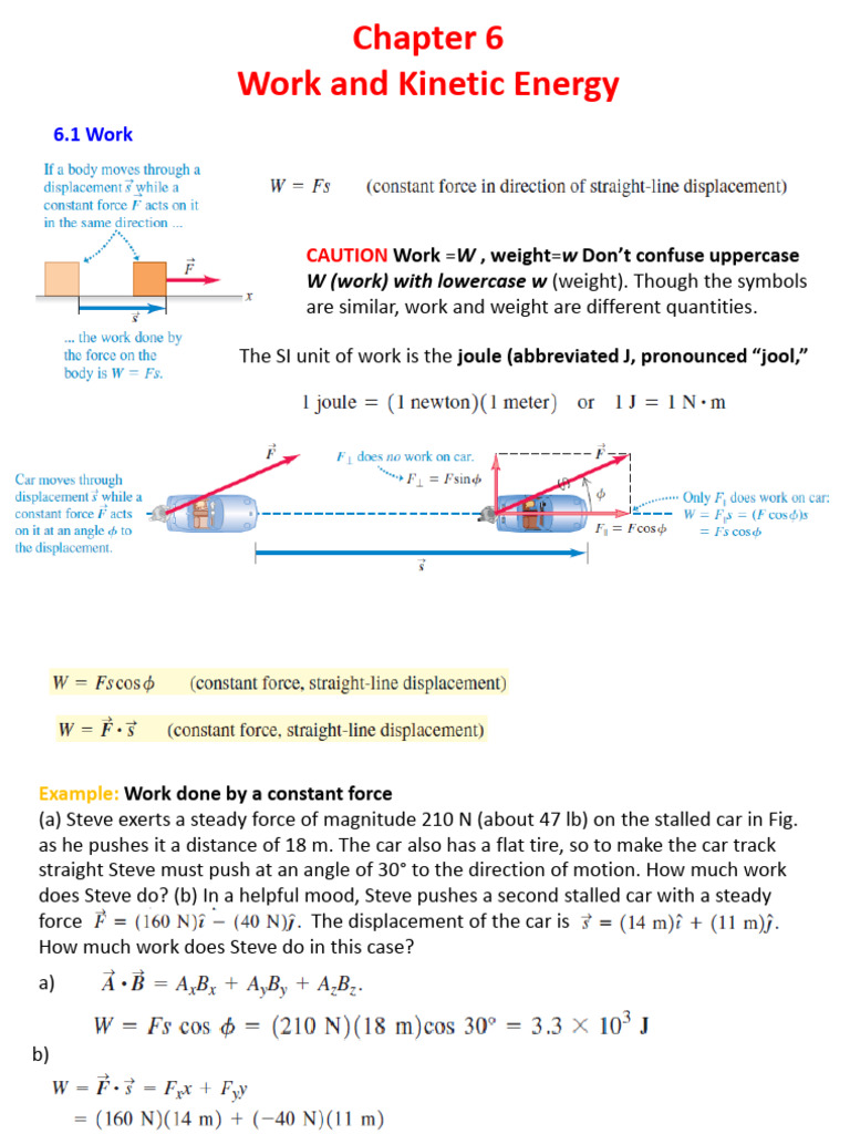 Chapter 6 Work and Kinetic Energy | PDF | Watt | Force