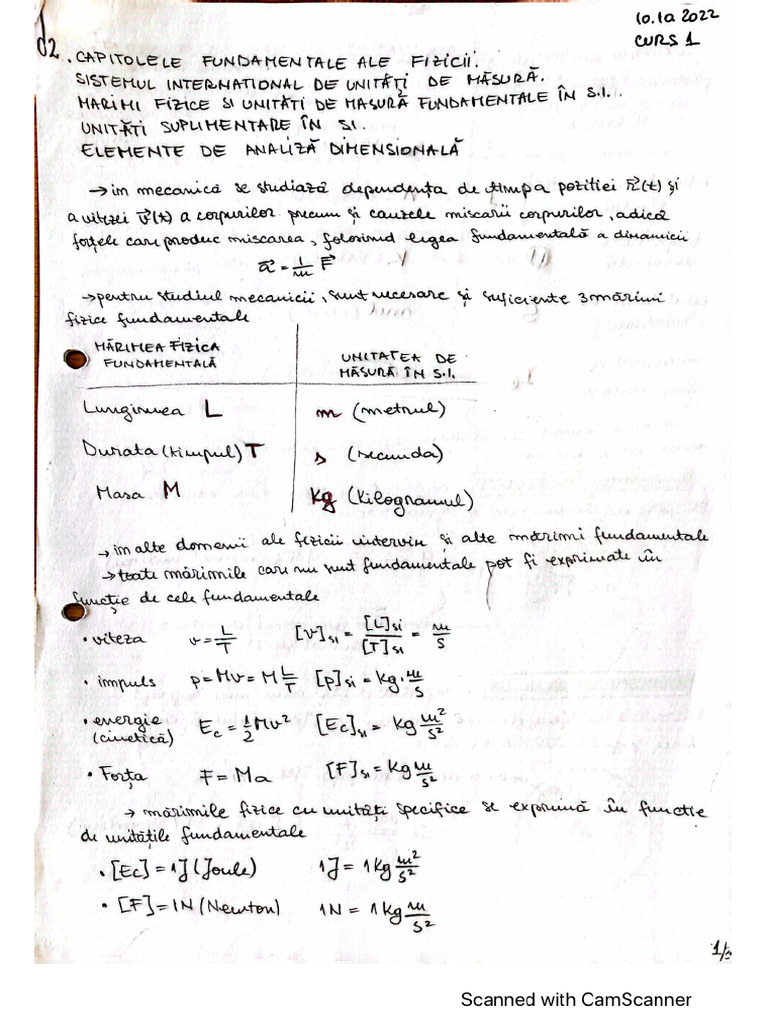 Conspect Fizica 1 | PDF