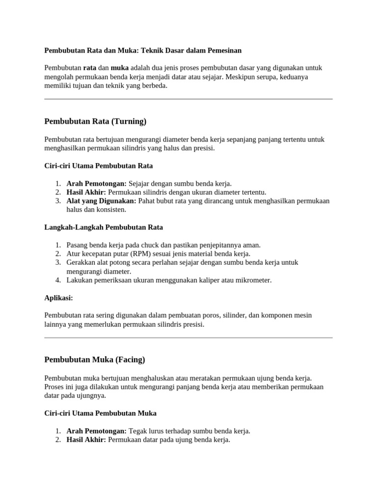 Pembubutan Rata dan Muka | PDF