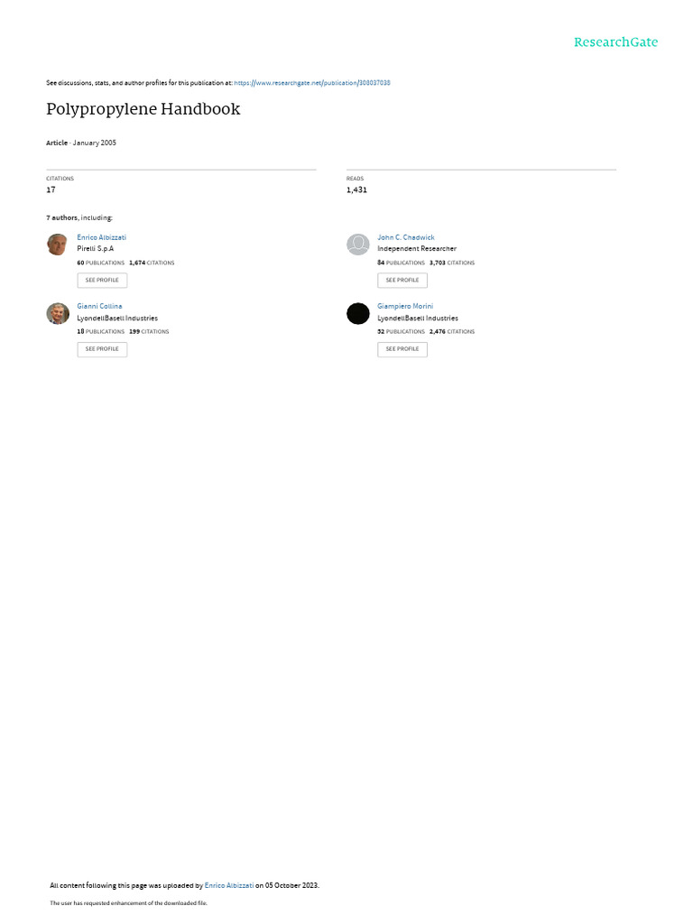 Polypropylene Handbook Overview | PDF