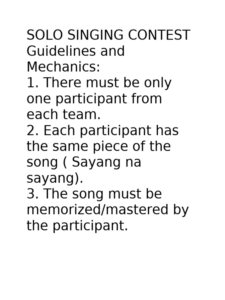 VOCAL SOLO GUIDELINES AND MECHANICS | PDF