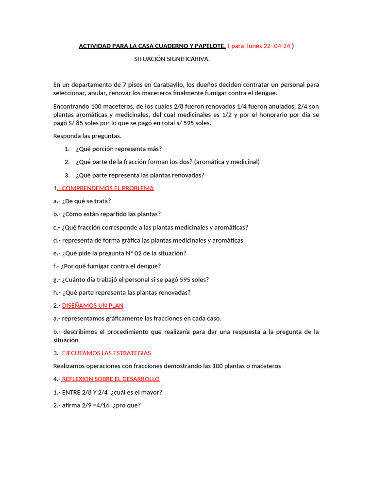 Actividad para La Casa Cuaderno y Papelote | PDF