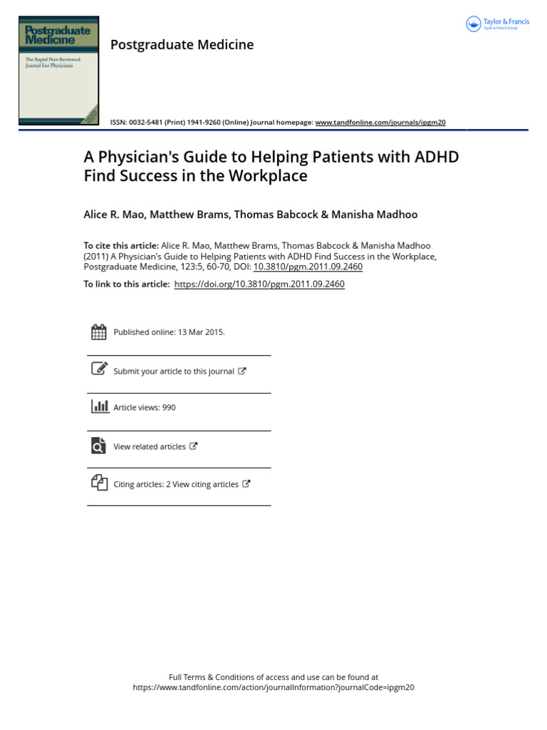 A Physician s Guide to Helping Patients with ADHD Find Success in the Workplace | PDF ...